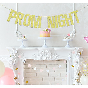 Prom Night Banner, Prom 2025 Decor, Class of 2025 Graduation Bunting Garland, Congrats Grad Party Decorations Gold Glitter