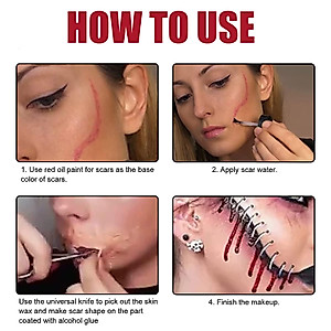 Halloween Makeup Kit Scars Wax, Halloween Fake Blood Makeup Kit ,Scary Face Makeup Fake Wound Scar Wax Stage Fake Wound Professional Makeup Palettes for Art, Theater, Halloween, Parties and Cosplay