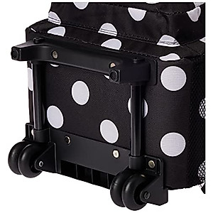 Rockland Double Handle Rolling Backpack, Black Dot, 17-Inch