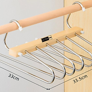 NV Wood Wardrobe Organizer Racks – Space-Saving 6-Layer Wooden Closet Hangers, Multi-Functional for Pants, Skirts, Scarves & More, 2-Pack (Horizontal & Vertical Use)