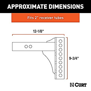 CURT 45910 Replacement Shank for Adjustable Trailer Hitch Ball Mount #45900 or #45907, Fits 2-Inch Receiver
