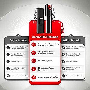 Armadillo Defense Pepper Spray Keychain and Stun Gun Bundle (2 Pack) – Pepper Spray for Self Defense – Miniature Flashlight Stun Gun – Self Defense Weapons for Women (Pack of 2)