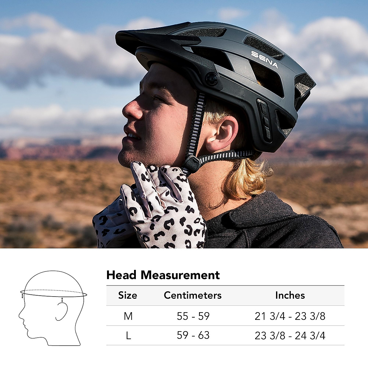 Sena M1 EVO Smart Mountain Bike Helmet (Matte White, Large)