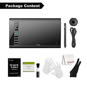UGEE M708 10 x 6 inch Large Drawing Tablet with 8 Hot Keys, Passive Stylus of 8192 Levels Pressure, Graphics Tablet for Paint, Design, Art Creation Sketch