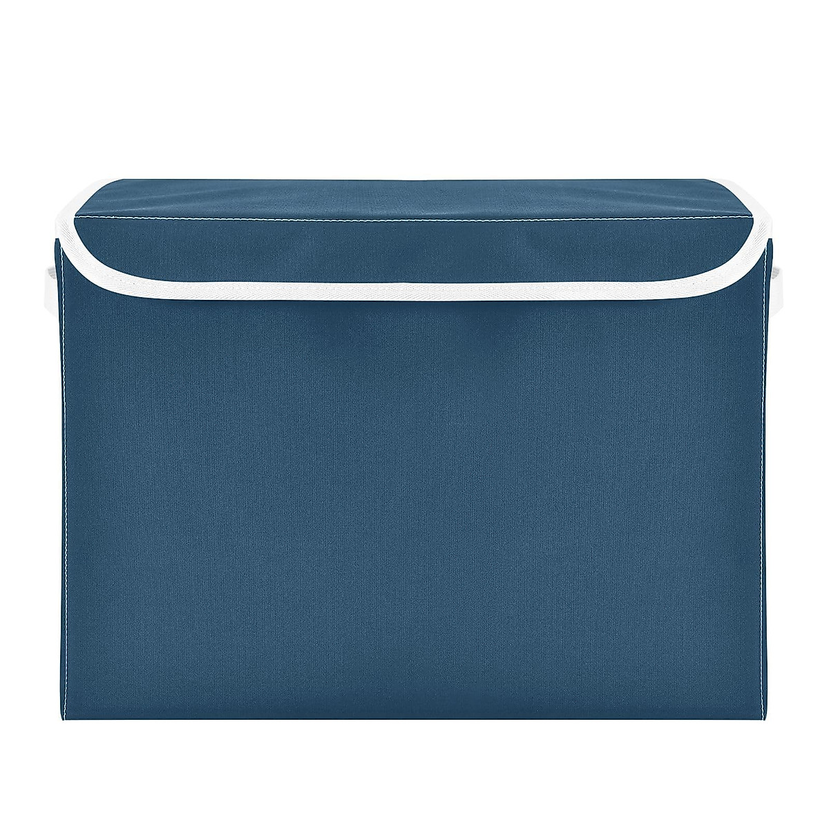 JUNZAN Navy Blue Storage Bins with Lids Collapsible Clothes Toys Storage Box with Handle Closet Organizer Home Decor Office Basket