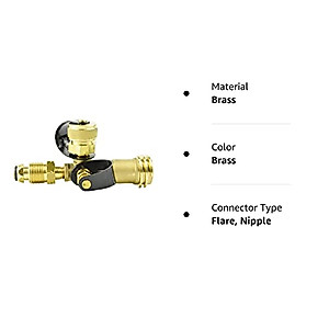 Stanbroil Propane Brass Tee with 4 Port Adapter for Motorhomes Tank RV Camping-Solid Brass