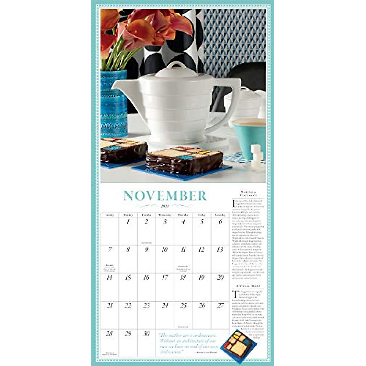Collectible Teapot & Tea Wall Calendar 2021
