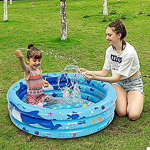 34'' Dinosaur & Ocean Inflatable Kiddie Pool Set, 2 Pack Summer Fun Swimming Pool for Kids Water Pool Baby Pool Pit Ball Pool for Ages 3+