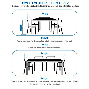 SOUKAHU Patio Furniture Set Cover Outdoor Sectional Sofa Set Covers, Outside Table Cover Waterproof Rectangle, Waterproof Patio Table and Chair Cover 83.5× 52× 29Inch
