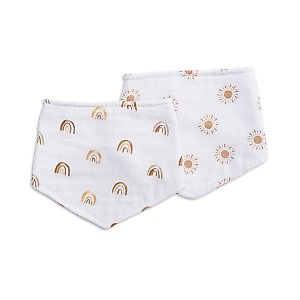 lulujo Soft Cotton Baby Bib, 2 Pack, Rainbows/Suns