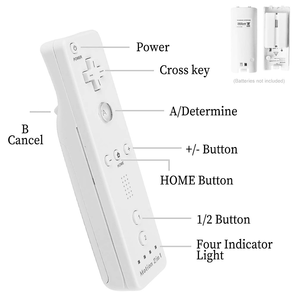 Controller Replacement for Wii Remote Controller, Kicy Wii Remote and Nunchuck Built in 3-axis with Motion Plus, Compatible with Wii/Wii U