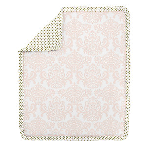 Sweet Jojo Designs Blush Pink White Damask and Gold Polka Dot Amelia Girl Baby Bedding 4 Piece Crib Set