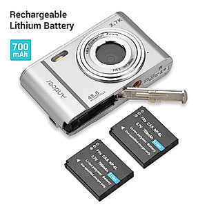 Andoer Portable Digital Camera 48MP 2.7K 2.88-inch IPS Screen 16X Zoom Auto Focus Self-Timer 128GB Extended Memory Face Detection Anti-Shaking with 2pcs Batteries Hand Strap Carry Pouch