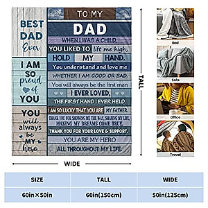 CUJUYO Gifts for Dad Blanket 60"x50", Dad Birthday Gift Throw Blanket, Dad Gifts, Father Birthday Gift, Father Gifts Ideas, Best Dad Gifts from Daughter Son on Christmas, New Dad Gifts for Men