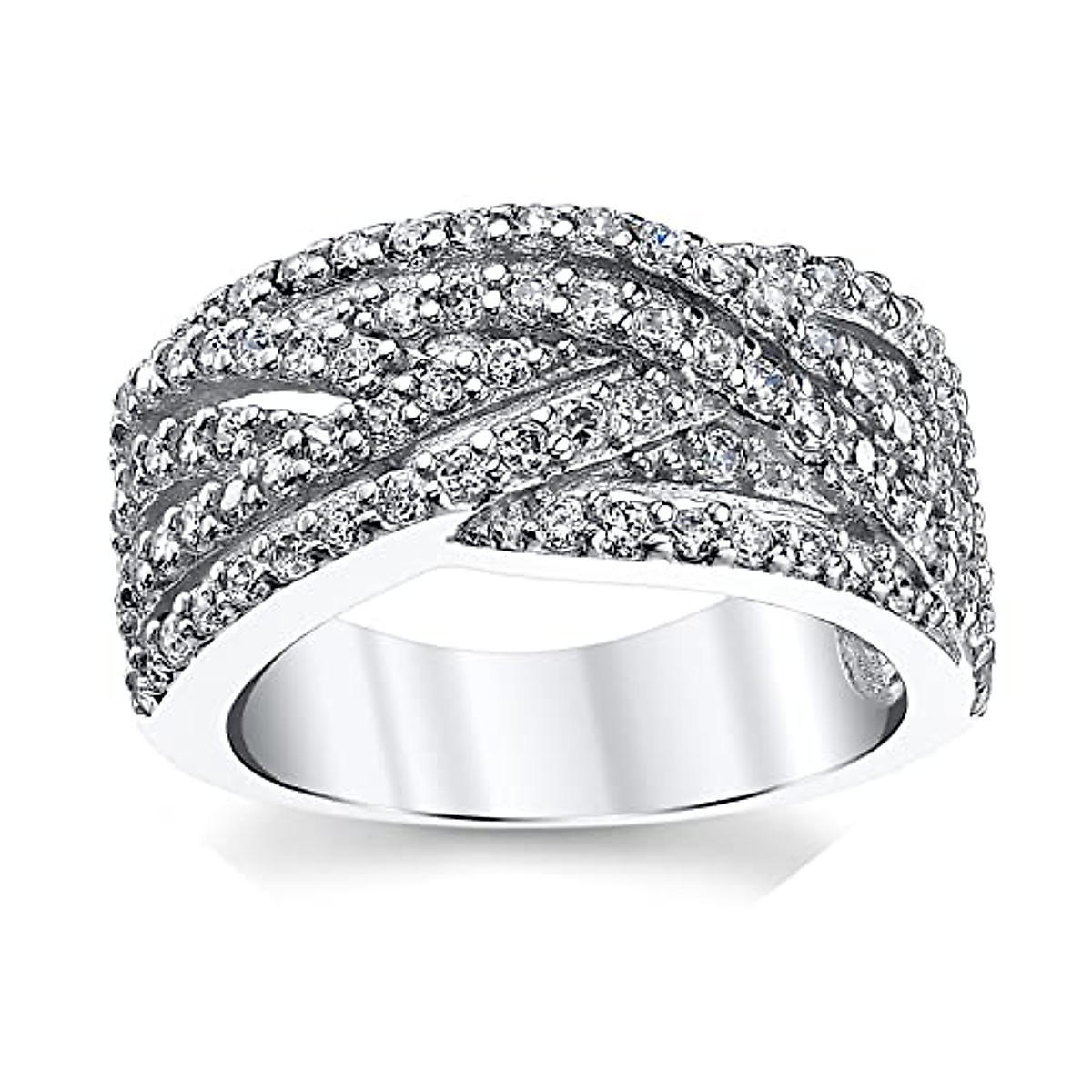 925 Sterling Silver Cubic Zirconia CZ Right Hand Ring Band Size 7