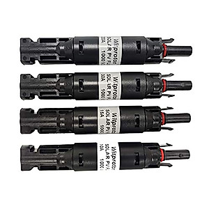 Witproton Solar PV Fuse Connector IP68 Waterproof 1000V in-line Fuse Holder, for Solar Panel and Inverter in Photovoltaic System, Male Female with 1 Fuse (15Amp Fuse Connector)