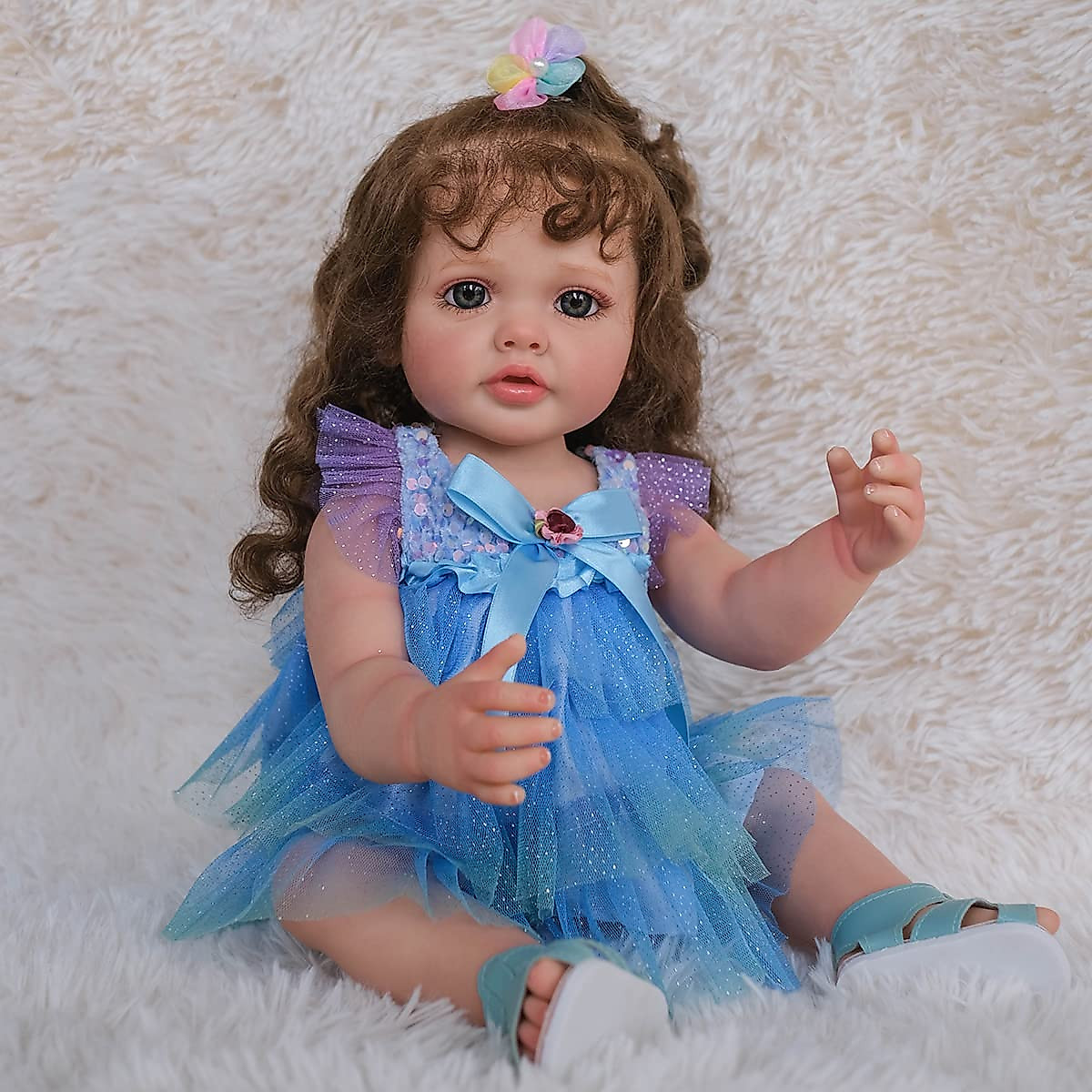 Pinky Reborn Lifelike Baby Dolls Girl 22 Inch Full Silicone Vinyl Body Reborn Baby Realistic Newborn Baby Dolls Toy for Collection & Kids Age 3+