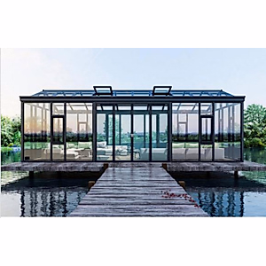 Generic Outdoor Waterproof Veranda sunroom Glass House Sunroom with Tempered Glass for Garden, Customized