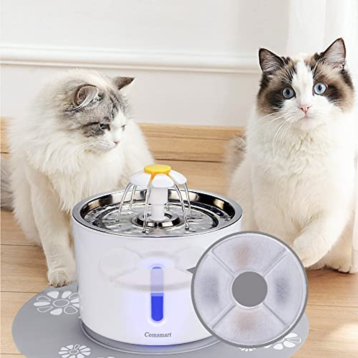 Comsmart Cat Water Fountain Filter for 81oz/2.4L Pet Fountain, Pet Fountain Filter 3 Triple Filtration System Replacement Filter (Pack of 8)