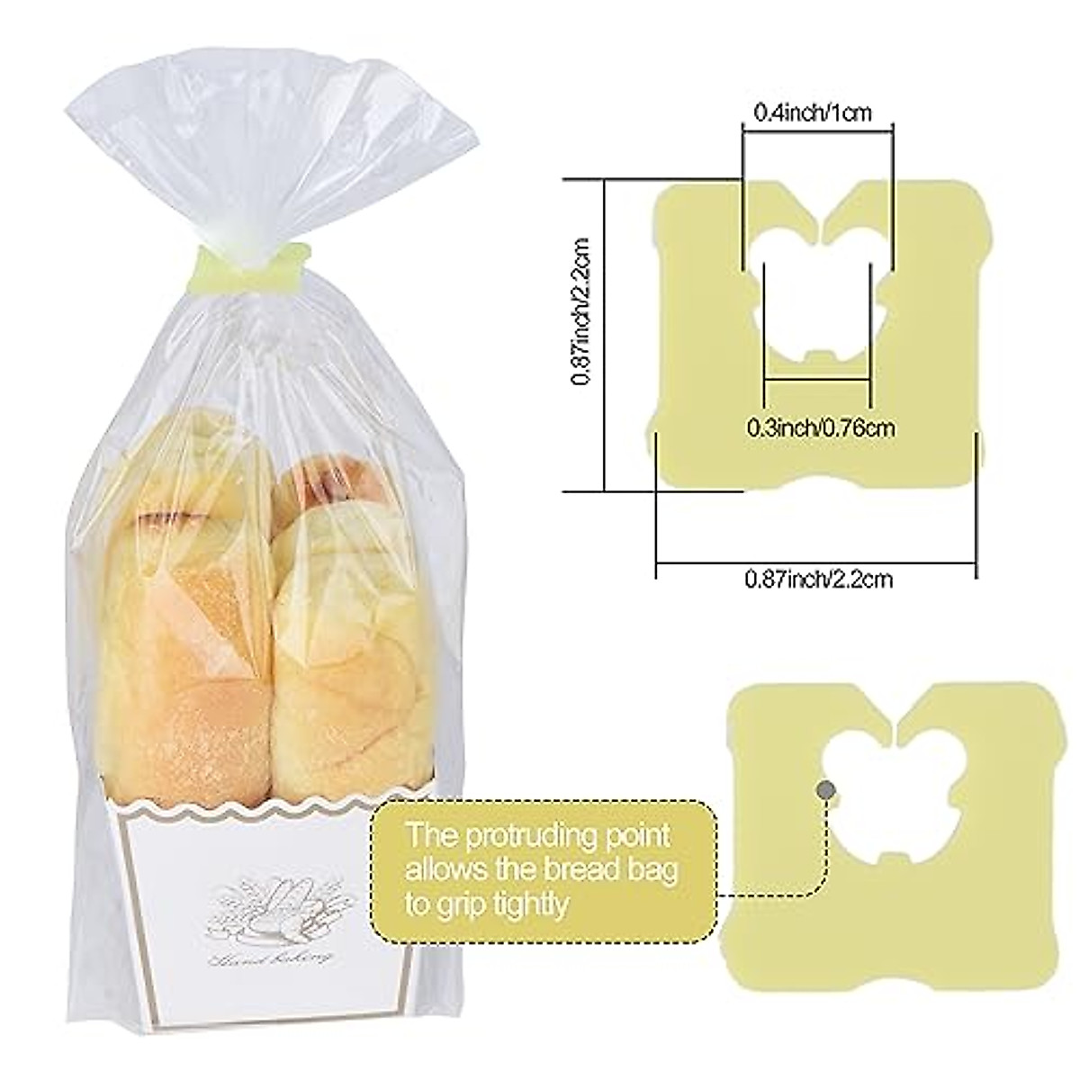 100 Pcs Reusable Plastic Bread Clips - Keep Your Food Fresh with 7/8 x 7/8 inches Food Bag Clips (Yellow)