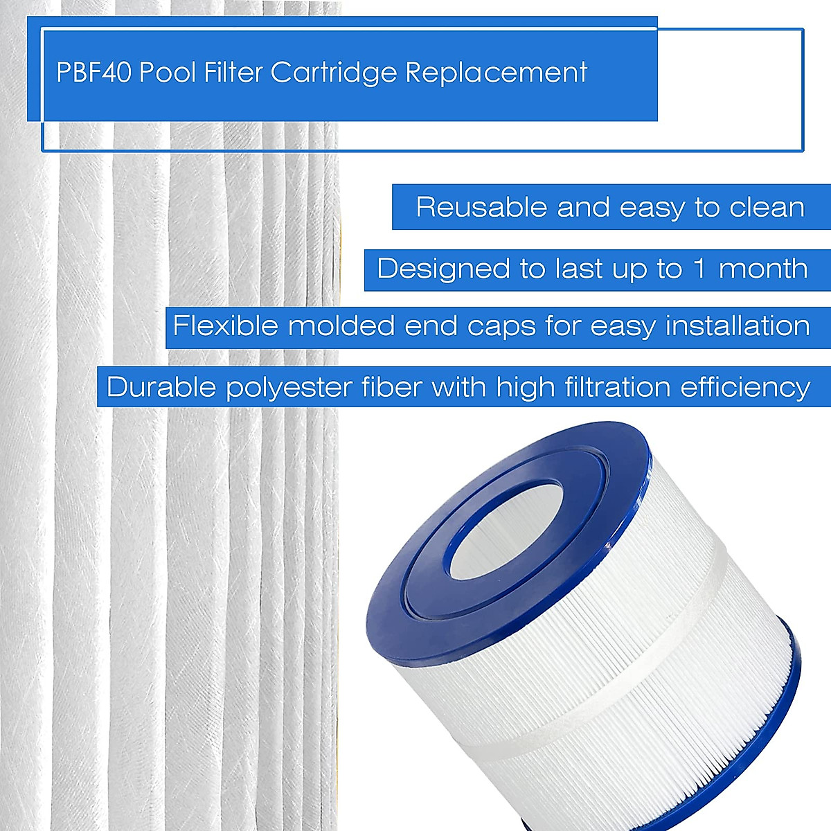 Vickmons 2 Pack PBF40M Spa Hot Tub Filter Replacement Compatible with Pleatco PBF40M, Bull Frog Spas, Wellspring 30 Coreless 10-00282