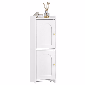 Hzuaneri Bathroom Storage Cabinet, Corner Floor Cabinet with 2 Doors and Adjustable Shelf, Narrow Toilet Paper Cabinet, Bathroom Organizer for Small Spaces, White BC19913X