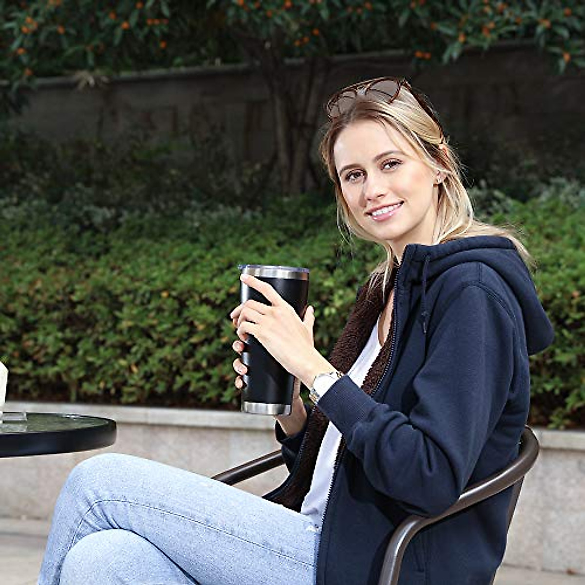 MEWAY 30oz Stainless Steel Tumblers,Vacuum Insulated Cups Double Wall Large Tumbler with Lid,Durable Powder Coated Thermos Coffee Mugs for Ice and Hot Drink (Black,1)