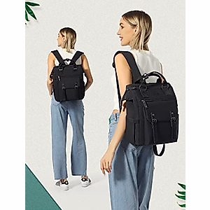 LOVEVOOK Laptop Backpack for Women, Teacher Nurse Bag Work Travel Computer Backpacks Purse,Water Resistant Daypack with USB Charging Port, 15.6 inch Black