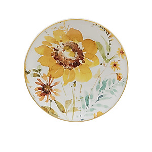 Certified International Sunflowers Forever, Salad/Dessert Plates, Multicolored, 9" x 9", Set of 4