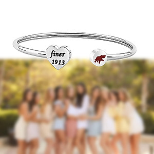 BAUNA Bangle Finer Theta Sorority Bracelet Lucky Elephant Sisterhood Gift (Finer Bracelet)