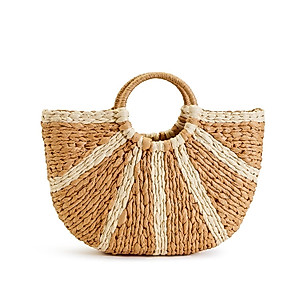 Two's Company Straw Braided Basket Bag with Double Handles