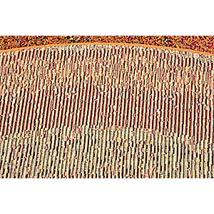 Unique Loom Estrella Collection Rustic, Distressed, Modern, Abstract Area Rug, 6 ft, Orange/Black