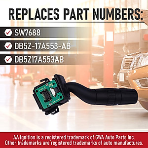 Windshield Wiper Switch - Compatible with Ford and Lincoln Vehicles - Edge, Explorer, Police Interceptor Utility, MKX - Replaces SW7688, DB5Z-17A553-AB, DB5Z17A553AB - Rain Sensing Wipers