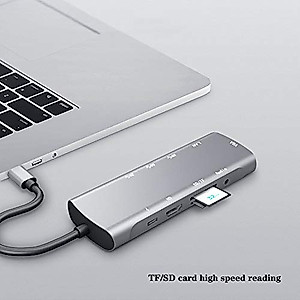 XUNMAIFHB Portable Docking Station,Multi-Function hub 10-in-1 Docking Station PD Charging HDMI, SD/TF Card Slot, 3.5mm Audio Port, VGA, Gigabit Ethernet Port, USB3.03 Fast Transmission