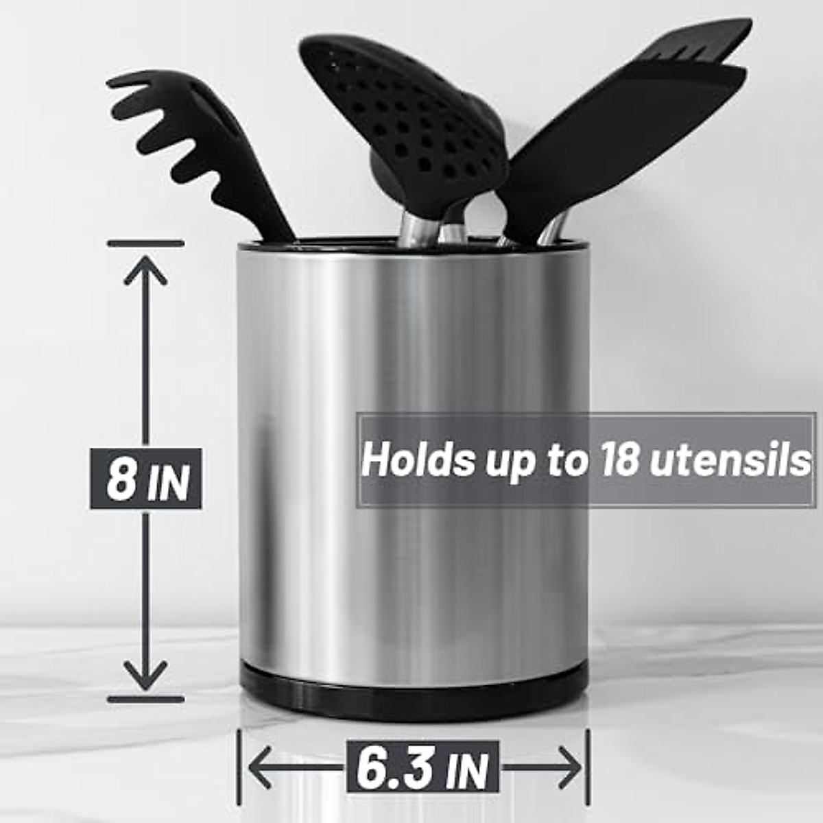 Haiyouneer Kitchen Utensil Holder for Countertop 360° Rotating Utensil Caddy Extra Large Utensil Crock Cooking Utensil Holder for Kitchen Counter