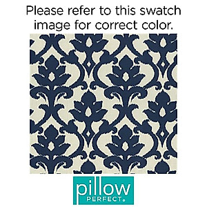 Pillow Perfect Damask Outdoor Throw Accent Pillow, Plush Fill, Weather, and Fade Resistant, Large Square - 18.5" x 18.5", Blue/White Basalto, 2 Count