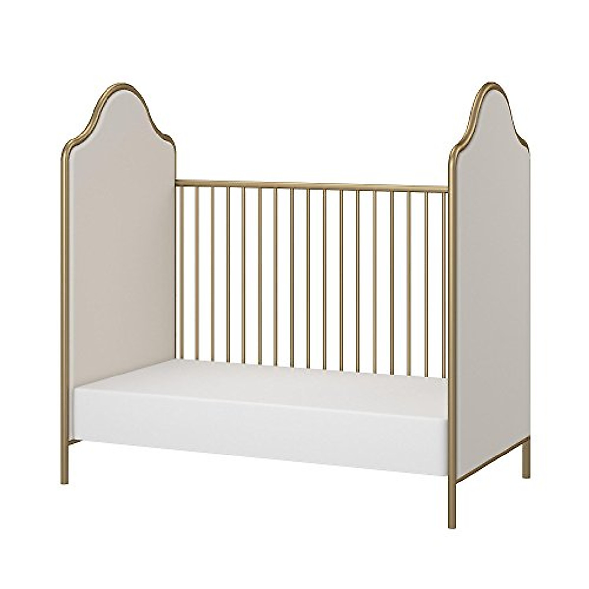 Little Seeds Piper Upholstered Metal Crib, Gold