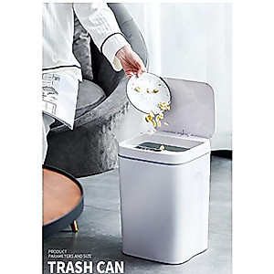 Smart Trash Can 3-Mode Low Noise Automatic Dustbin Touchless Infrared Vibration Motion Sensor Waste Basket Eco-Friendly Electric Garbage Dispenser Best Choice for Kitchen Bathroom Office 3.7Gal/14L