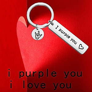 TGBJE I purple you keychain i love you keychain gift for boyfriend valentines day gift (I purple you)
