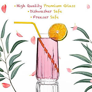 Ribbed Glassware Set of 6, Ribbed Glass Cups 12 oz, Ribbed Glasses, Fluted Glassware, Ribbed Drinking Glasses, Ribbed Glassware for Whiskey, Cocktail, Beer, Iced Coffee Tea Smoothie (12oz/360cc)