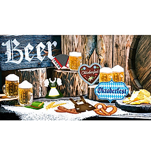 2Pcs Oktoberfest Banner, Oktoberfest Garland, Bavarian Flag, Oktoberfest Bunting Sign Banner, Backdrop Photo Booth Props for Beer Theme Party Supplies, Oktoberfest Party Decorations