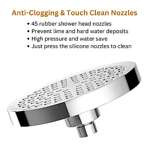 HandyCondo High Pressure Shower Head 6 Inch | Showerhead Is Perfect For Homes With Low Water Pressure | Leakproof Fixed Shower Heads With Angle-Adjustable Swivel Ball (Chrome)