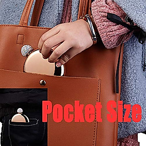 Booze Shot Flask for Women- AB Crystal Lid Creative 304 Stainless Steel Wine Alcohol Liquor Flask for Women Girls Men Party Hand size Hip Flask Glitter coating Whiskey Flasks-5OZ (Rose Gold)