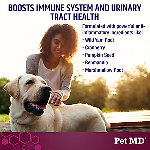 Pet MD Bladder Support Plus Cranberry for Dogs - Support Bladder Control & Urinary Tract Health - Help Relieve Dog UTI & Incontinence - Wild Yam Root & Cranberry Bladder Bites for Dogs - 60 ct
