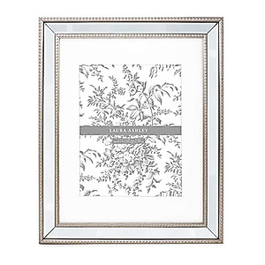 Laura Ashley 11x14 (Matted 8x10) Champagne Mirror Bead Picture Frame, Classic Mirrored Frame with Beaded Border, Wall-Mountable, Made for Photo Gallery and Wall Art, (11x14 (Matted 8x10), Champagne)