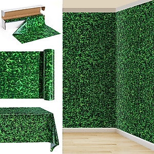 Tatuo 1 Roll 54 Inch x 100 Feet Jumbo Green Leaves Photography Leaf Backdrop 3D Waterproof Tree Leaves Background Photo Booth Prop Green Leaf Tablecloths for Baby Shower Birthday Party Decoration