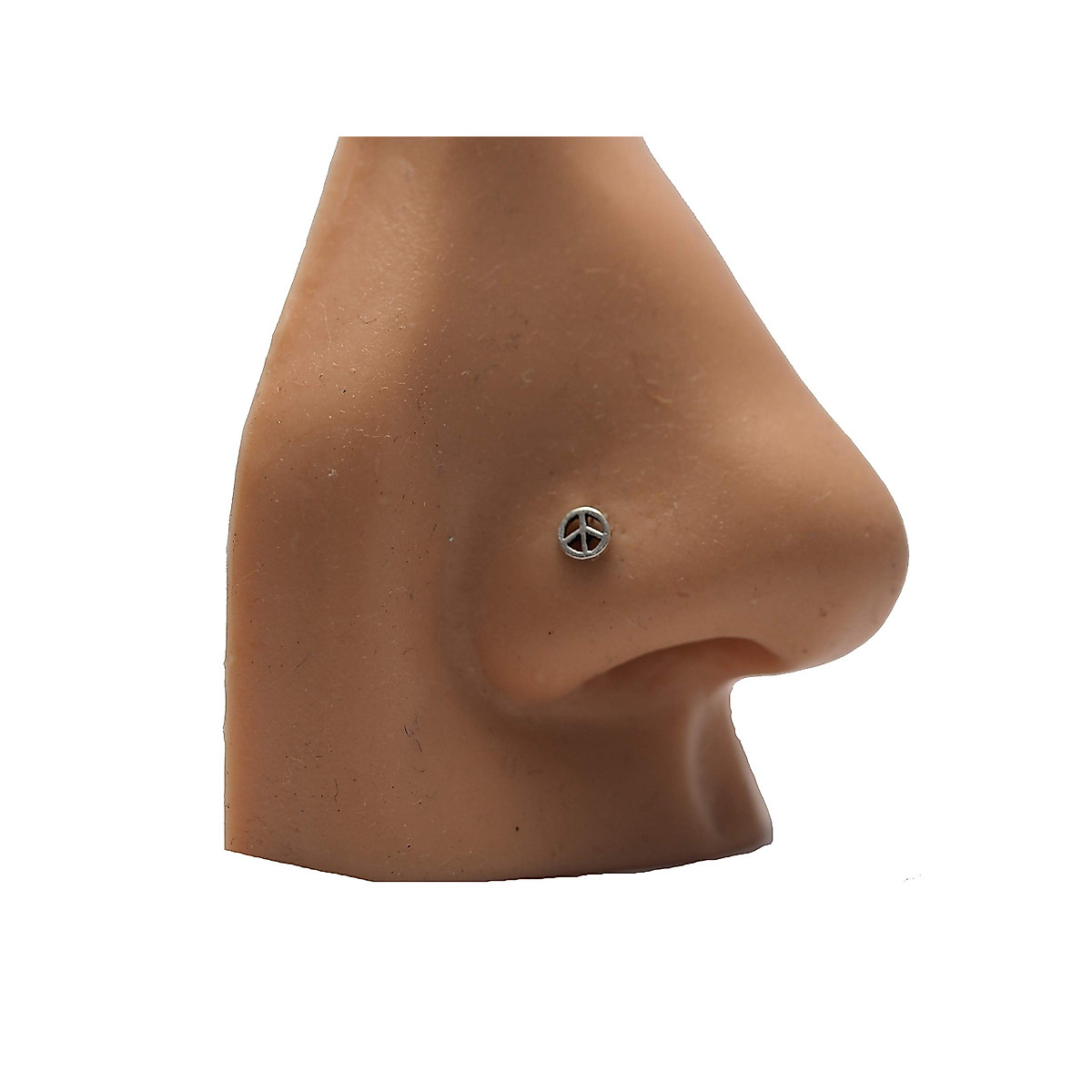 Nose Stud,Peace Sign Nose Stud Sterling Silver Nose Stud/Nose Screw, Jewelry Nose Stud, Body Piercing Jewelry, Nose Piercing (18g Right Screw)