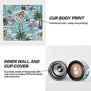 CaTaKu Flamingo Beach Turtle Water Bottle Insulated 16 oz Stainless Steel Flask Thermos Bottle for Coffee Water Drink Reusable Wide Mouth Vacuum Travel Mug Cup