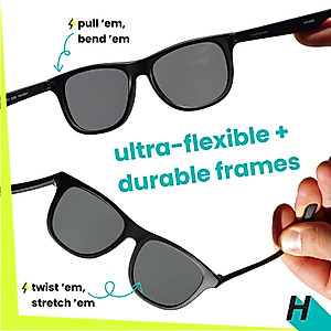 Hipsterkid Aviator Sunglasses Kids Toddler Polarized Sunglasses Shatter-Resistant Lenses Stay-On Strap 100% UV Protection Christmas Gift (Black, 0-2 Years)