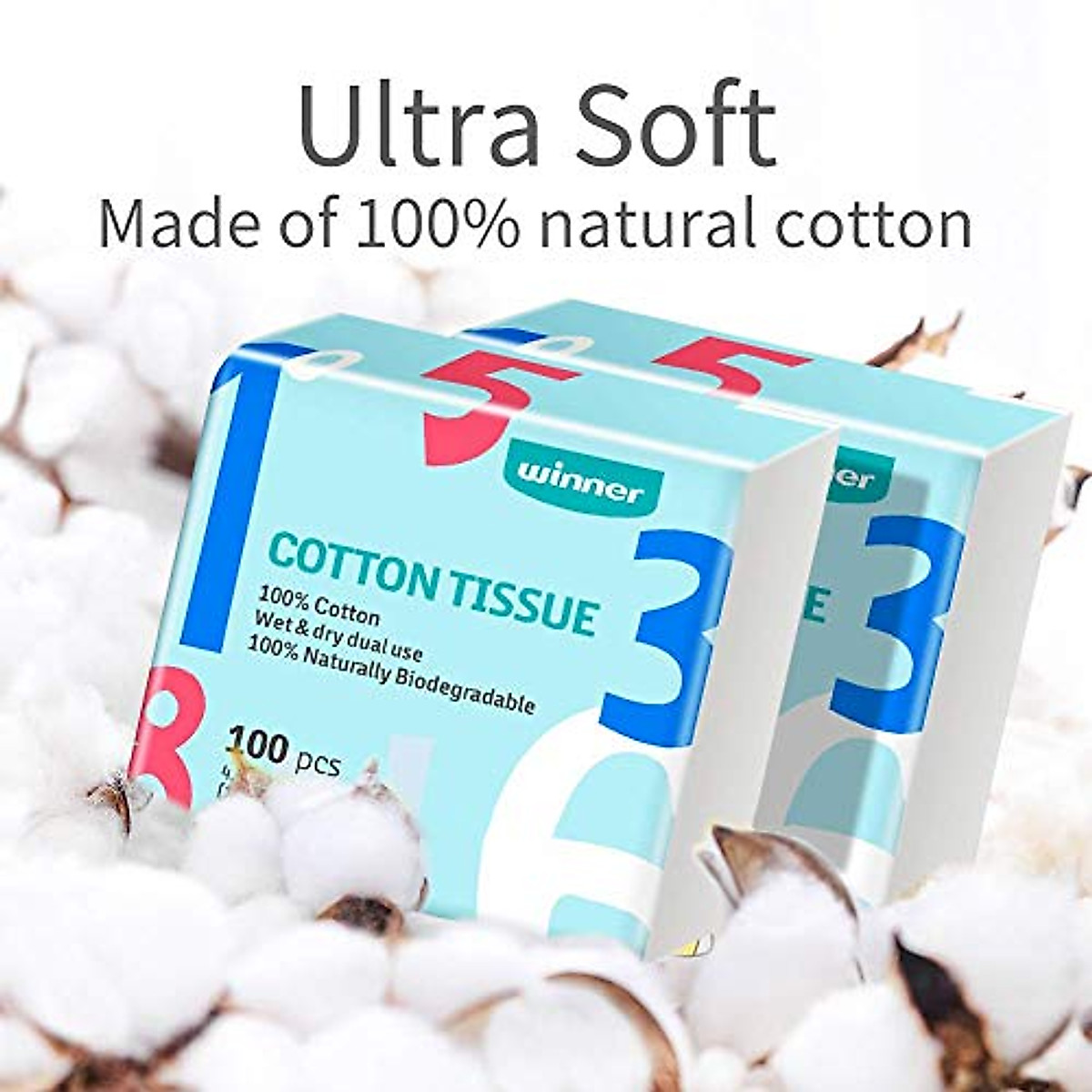 Winner Baby Dry Wipe, 100% Cotton, 600 Count Unscented Cotton Tissues for Baby’s Sensitive Skin